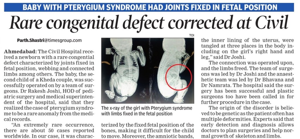 Rare congenital defect corrected at Civil – Parth Shastri Archive